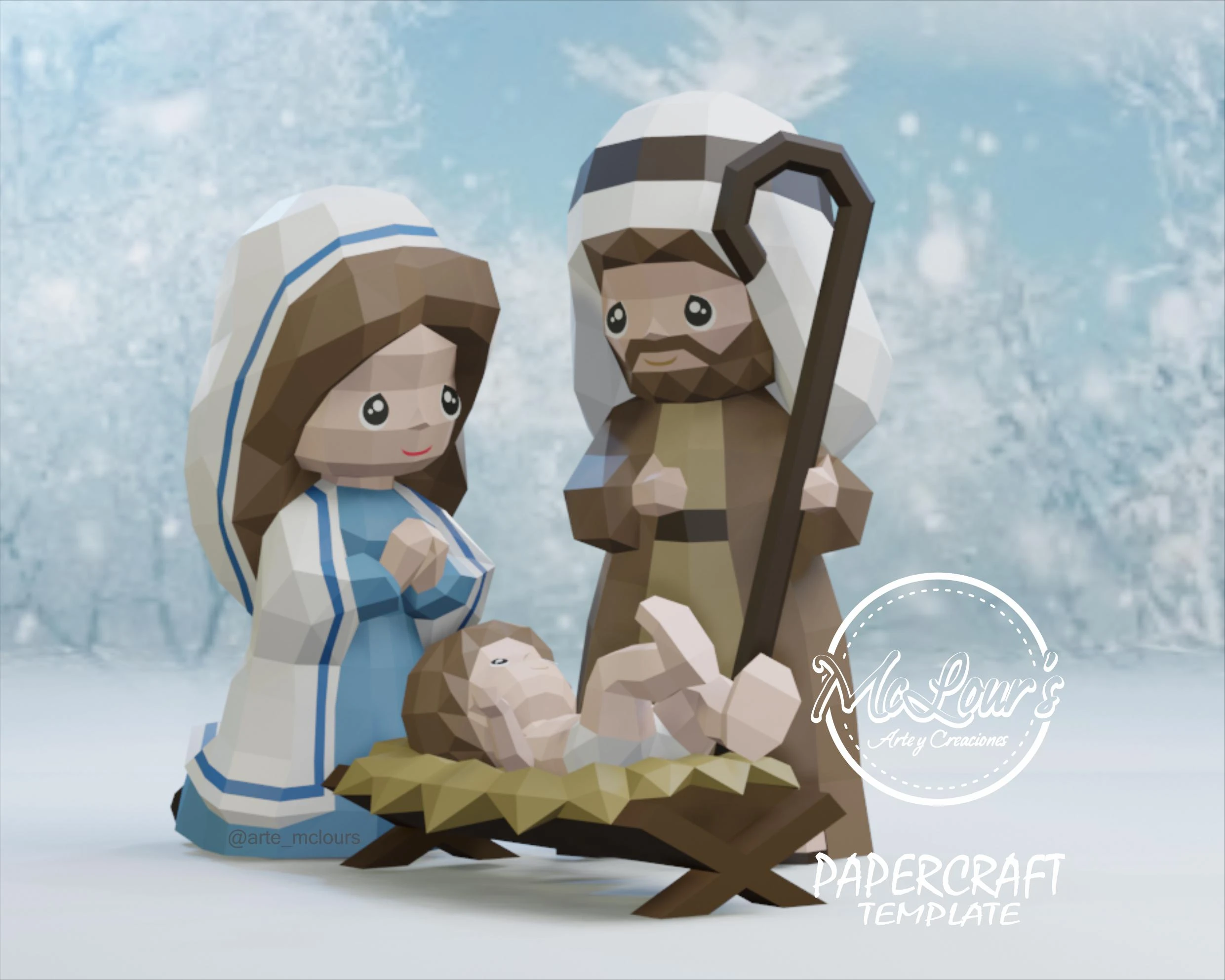 Nativity Set Baby Jesus, Vg Mary and St Jose / DiY Craft/ Template PDF/ Low Poly/ Papercraft/ 3D ...