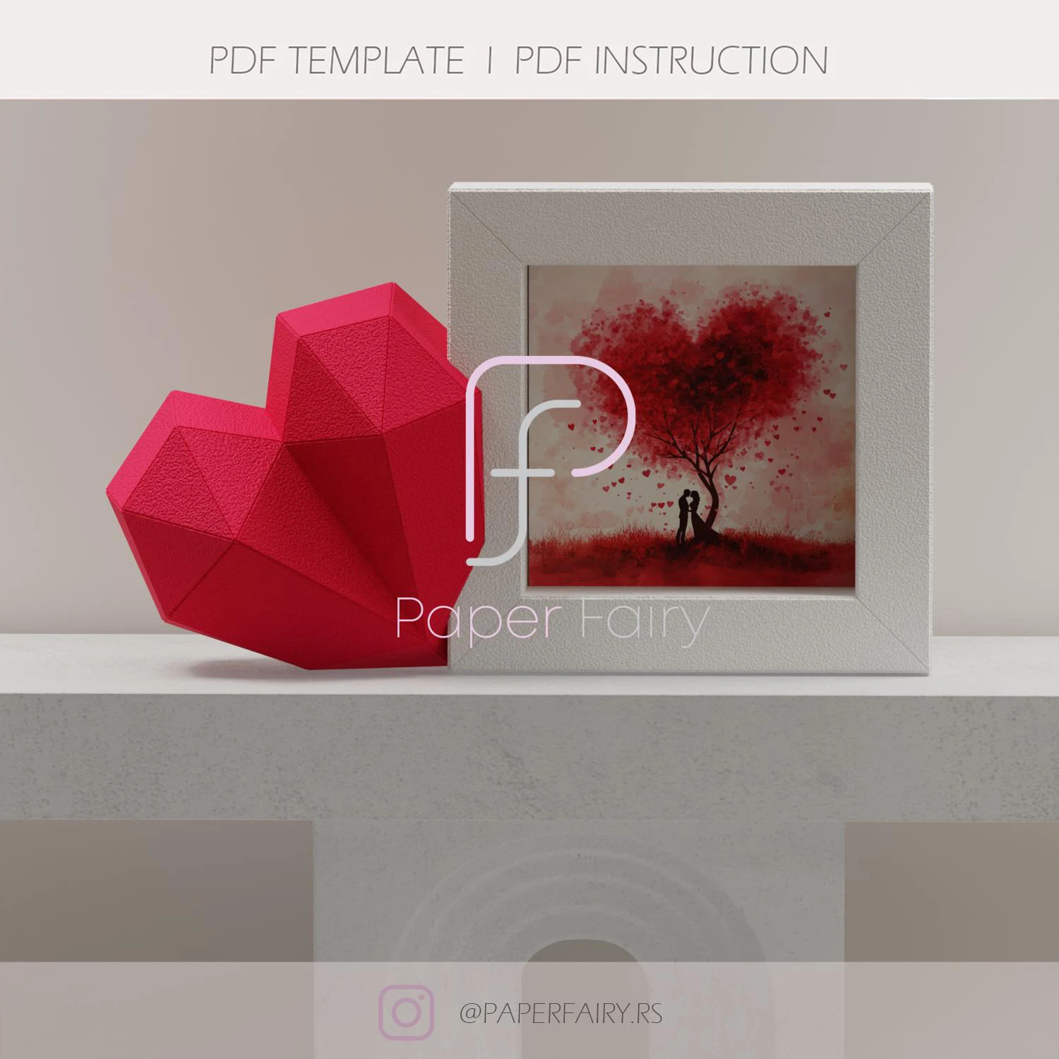 Heart Shadow Box craft, Shadow Box Template, Shadow Box Papercraft, PDF ...