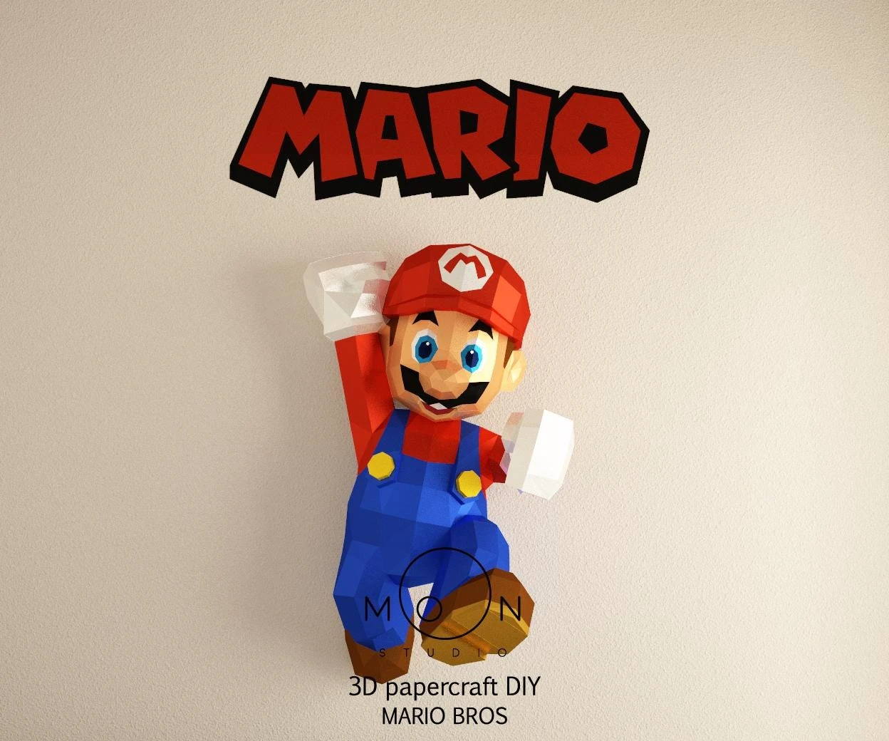 Mario Bros, DIY, Papercraft, PDF, Low Poly, 3D model, Craft, Paper ...