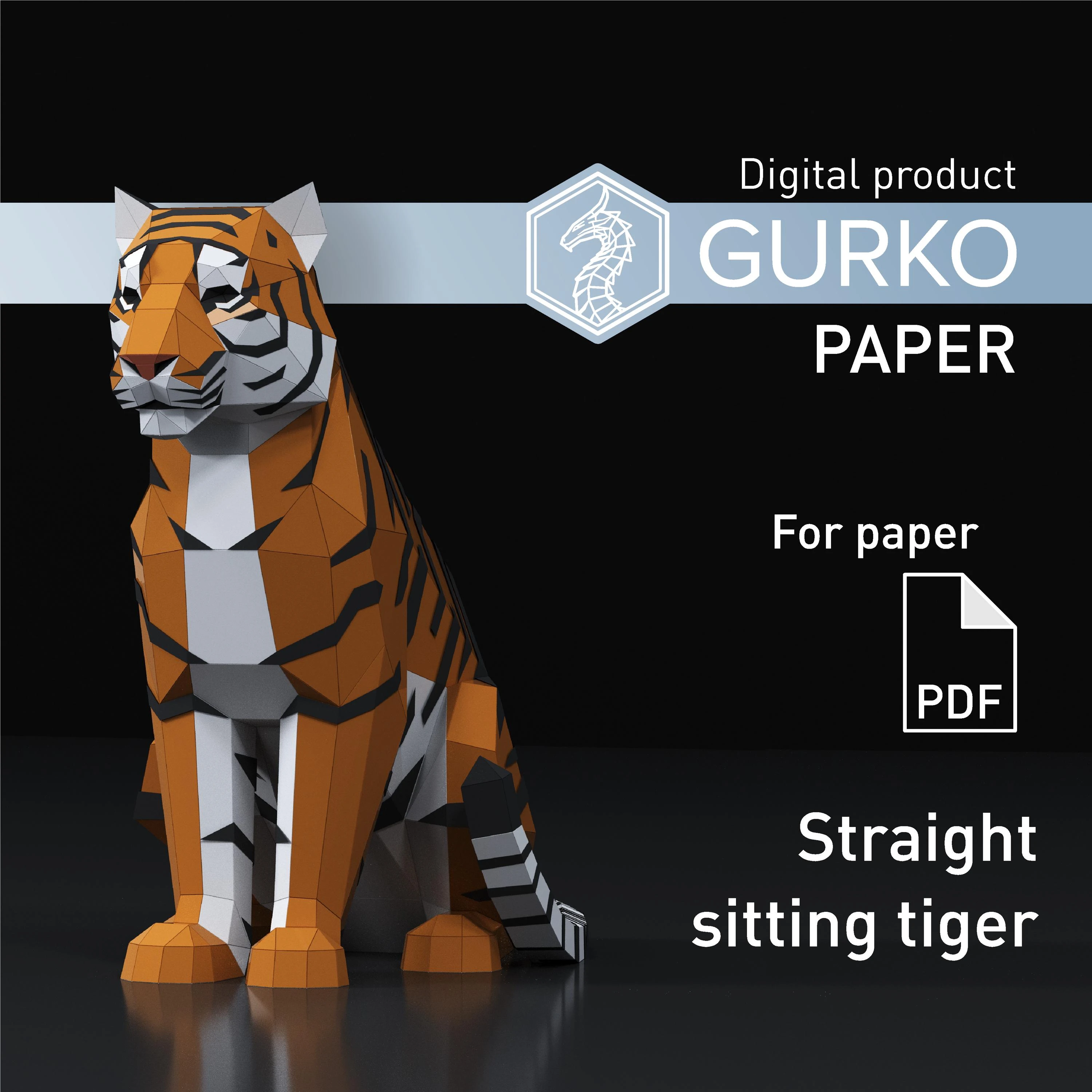 Straight Sitting Tiger Papercraft, Pdf, Gurko, Pepakura, Template, 3D ...