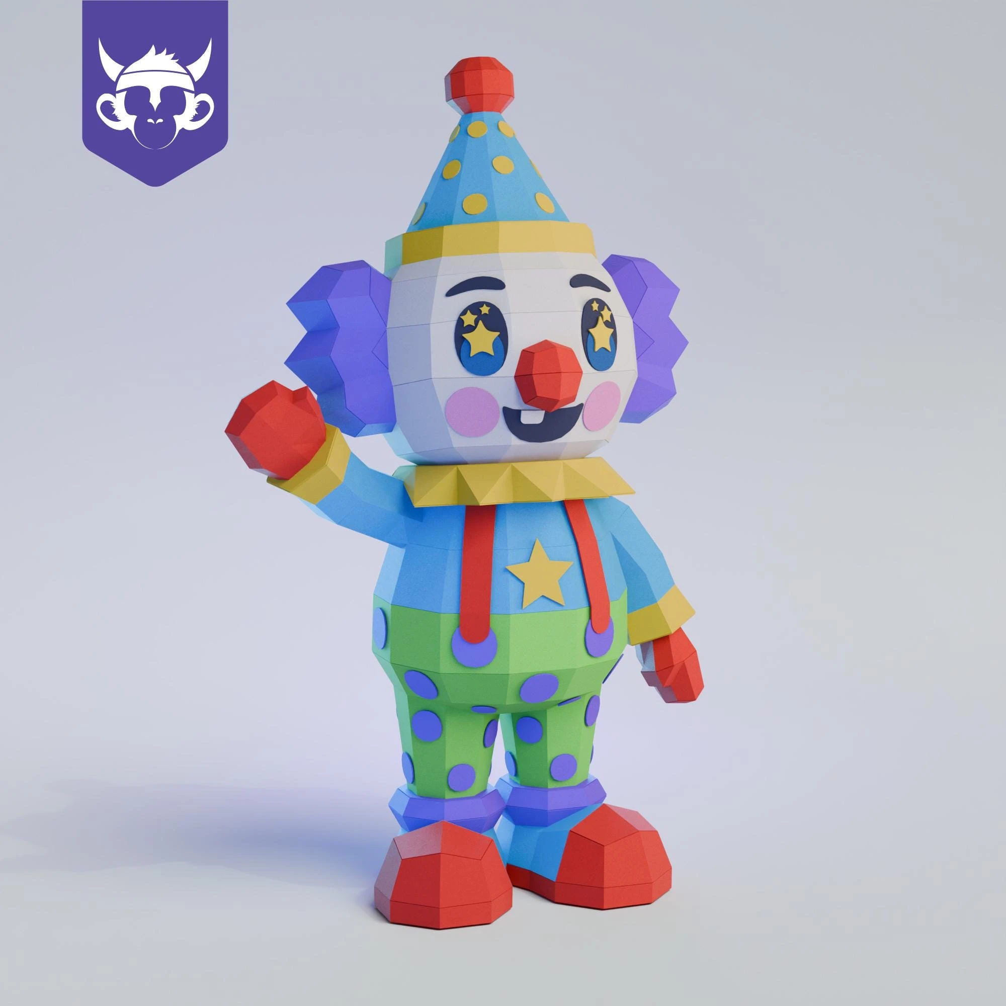 CLOWN, Papercraft, Template, DIY, Paper, Low Poly, Cute, Kawaii, 3D ...