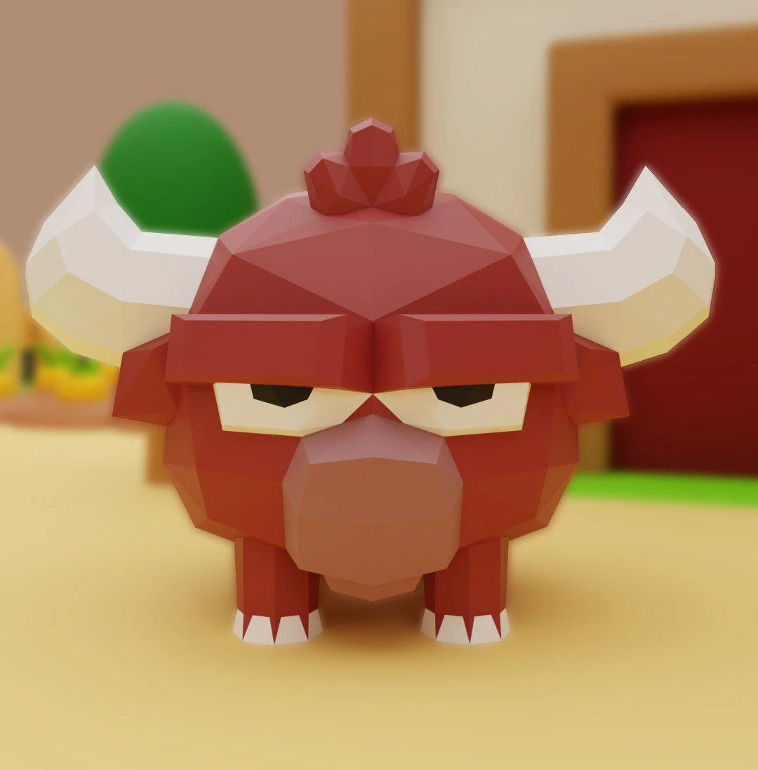 JoyFold Doll Red Bull Chibi Papercraft/Template PDF/Low Poly/Papercraft ...