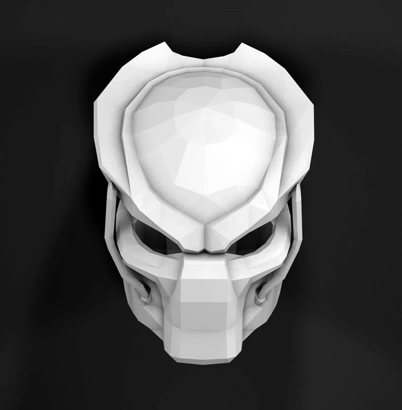 Predator Mask Papercraft, DIY, Low-poly Papercraft