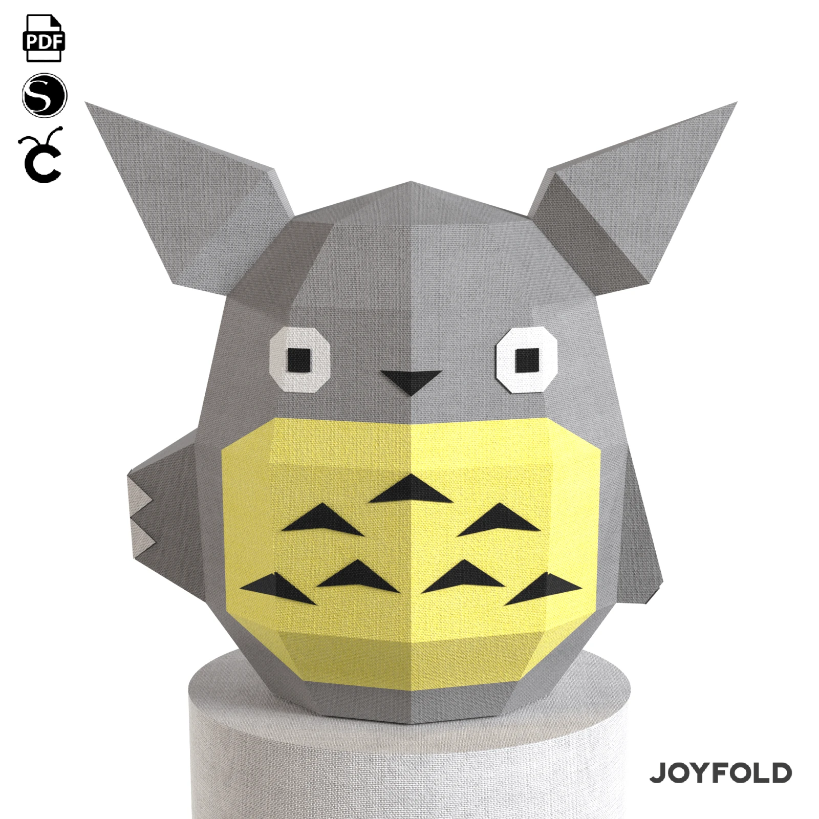 JoyFold Doll Totoro Chibi Papercraft/Template PDF DXF SVG/Low Poly ...