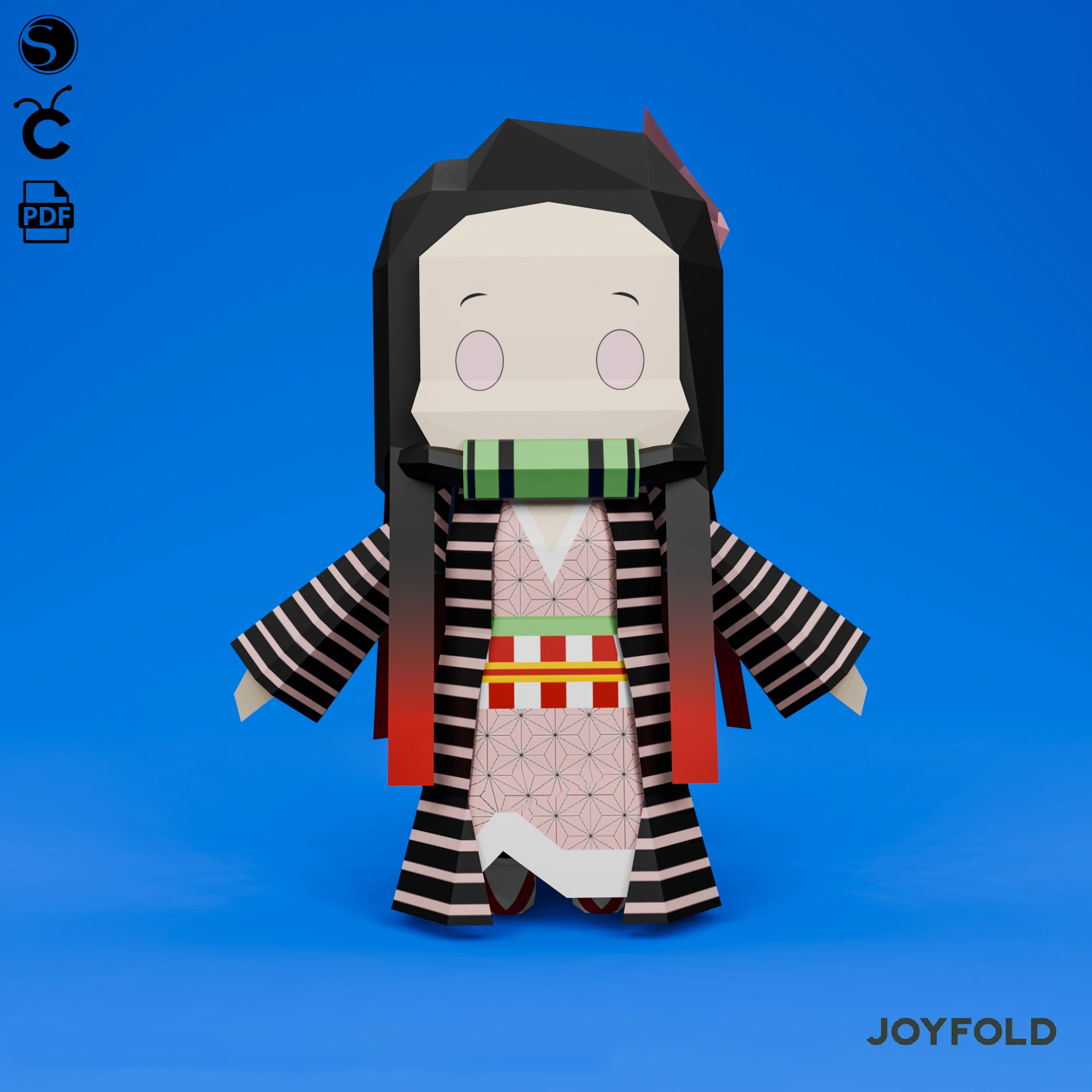 JoyFold Doll Kamado Nezuko Chibi Papercraft/Template PDF/Low Poly ...