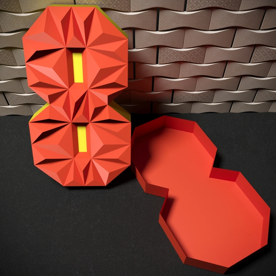 8 March Box Low poly Papercraft DIY Template