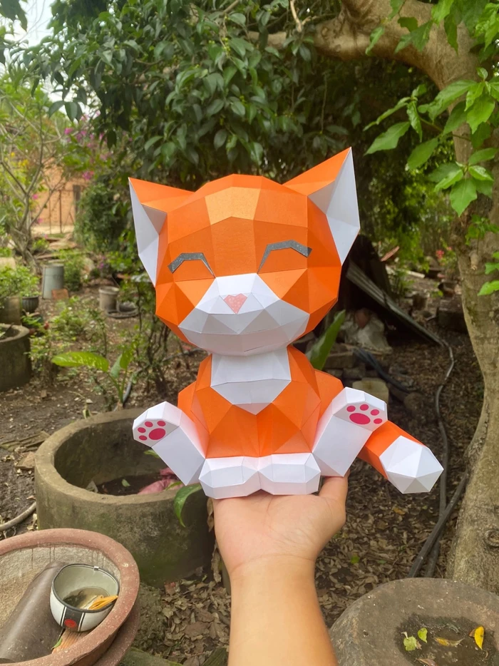 Kitten Papercraft Template - Low Poly Cat, Pepakura PDF, DIY Handmade ...