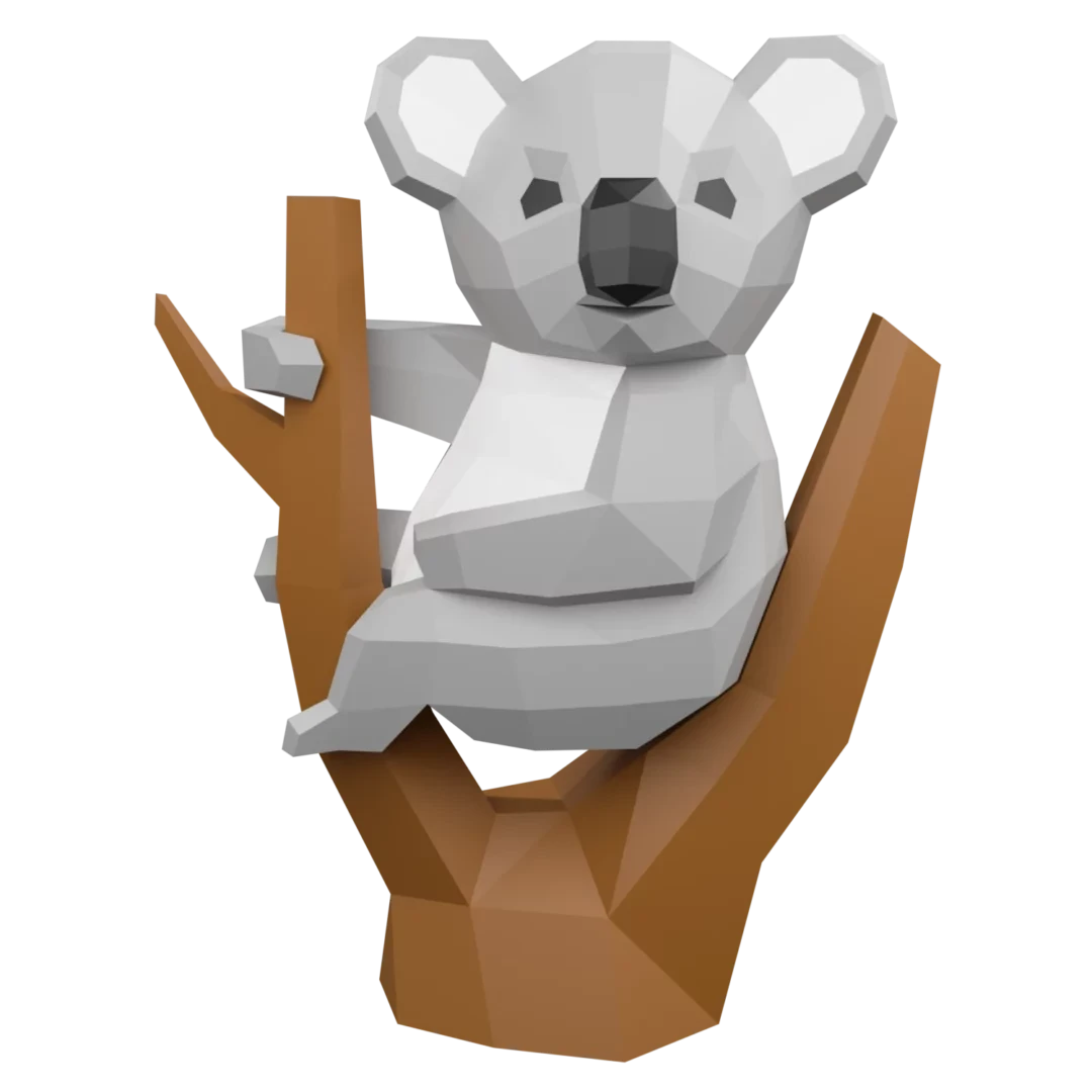 Koala 3d paper craft PDF, 3d paper craft koala, low poly 3d koala ...