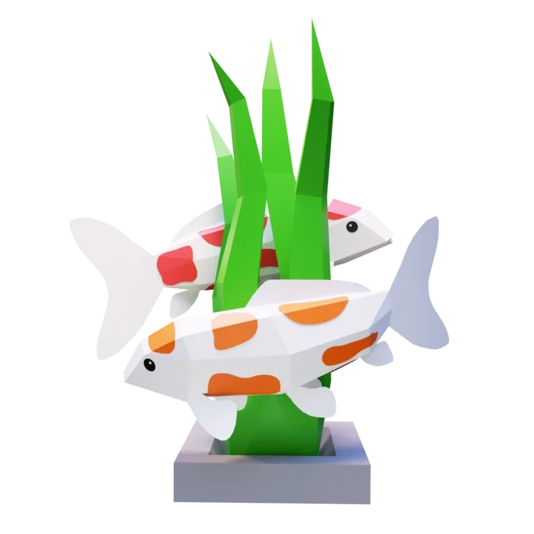 Koi 3d paper craft template SVG and PDF | DIY 3d paper craft koi model ...