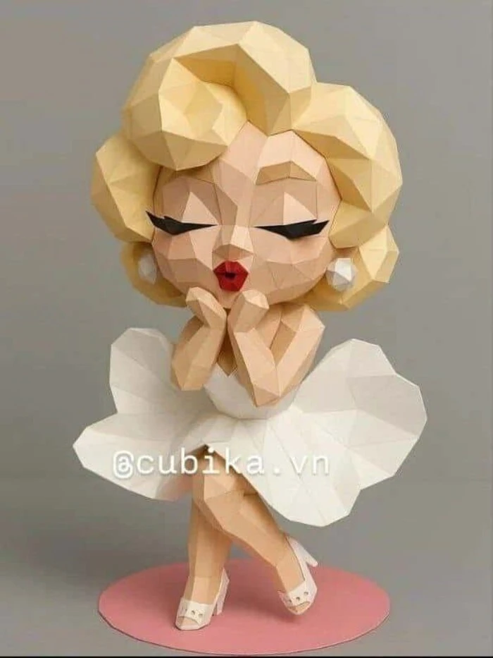 Marilyn Monroe Papercraft Template | DIY 3D Low Poly Icon Model ...