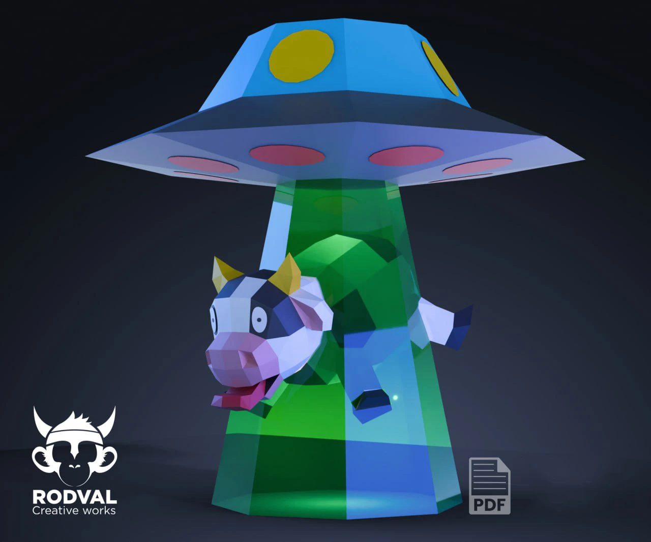 UFO AND COW, space, rocket, Alien, Papercraft, Template, DIY, Paper ...