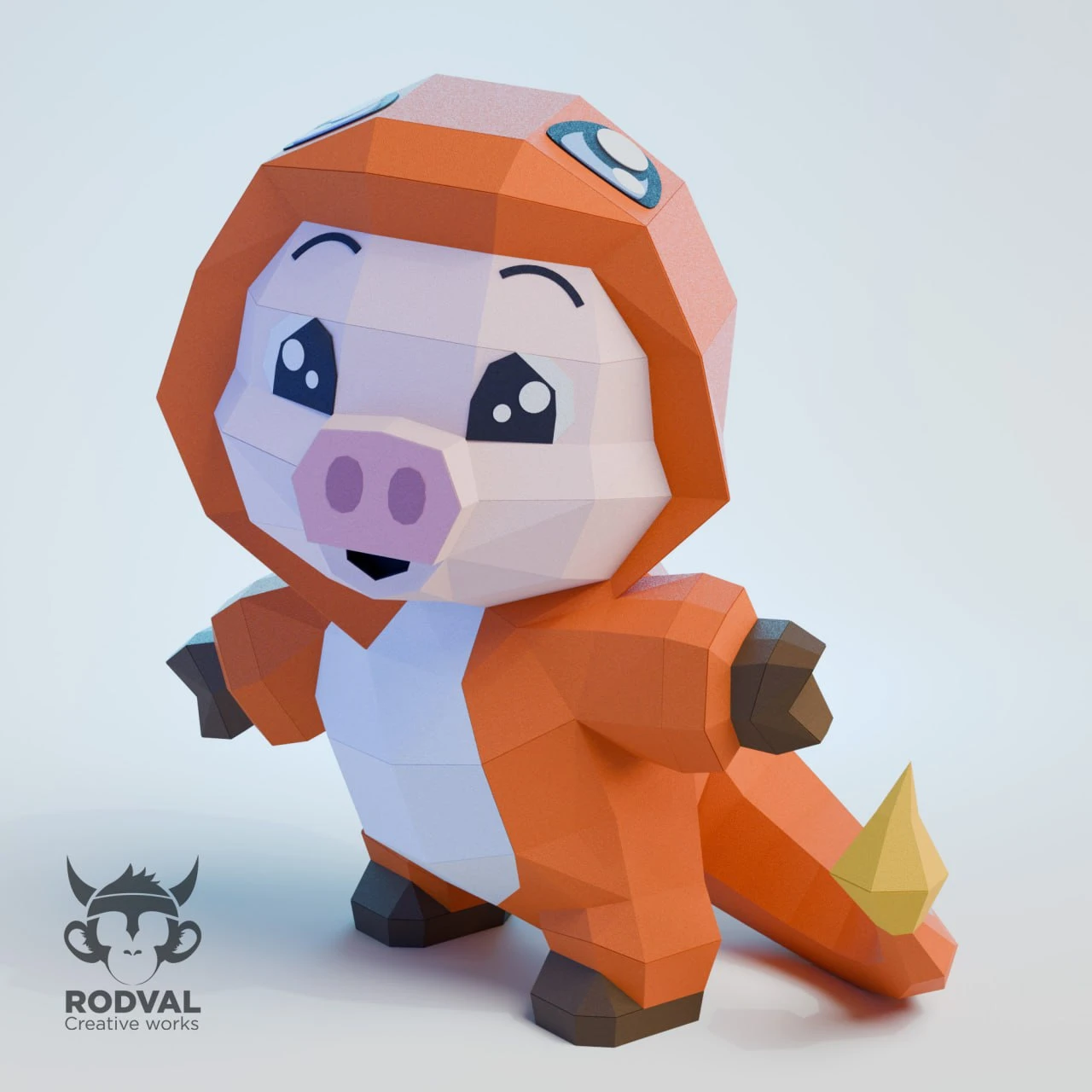PIGMANDER, Papercraft, Template, DIY, Paper, Low Poly, Cute, Kawaii, 3D ...