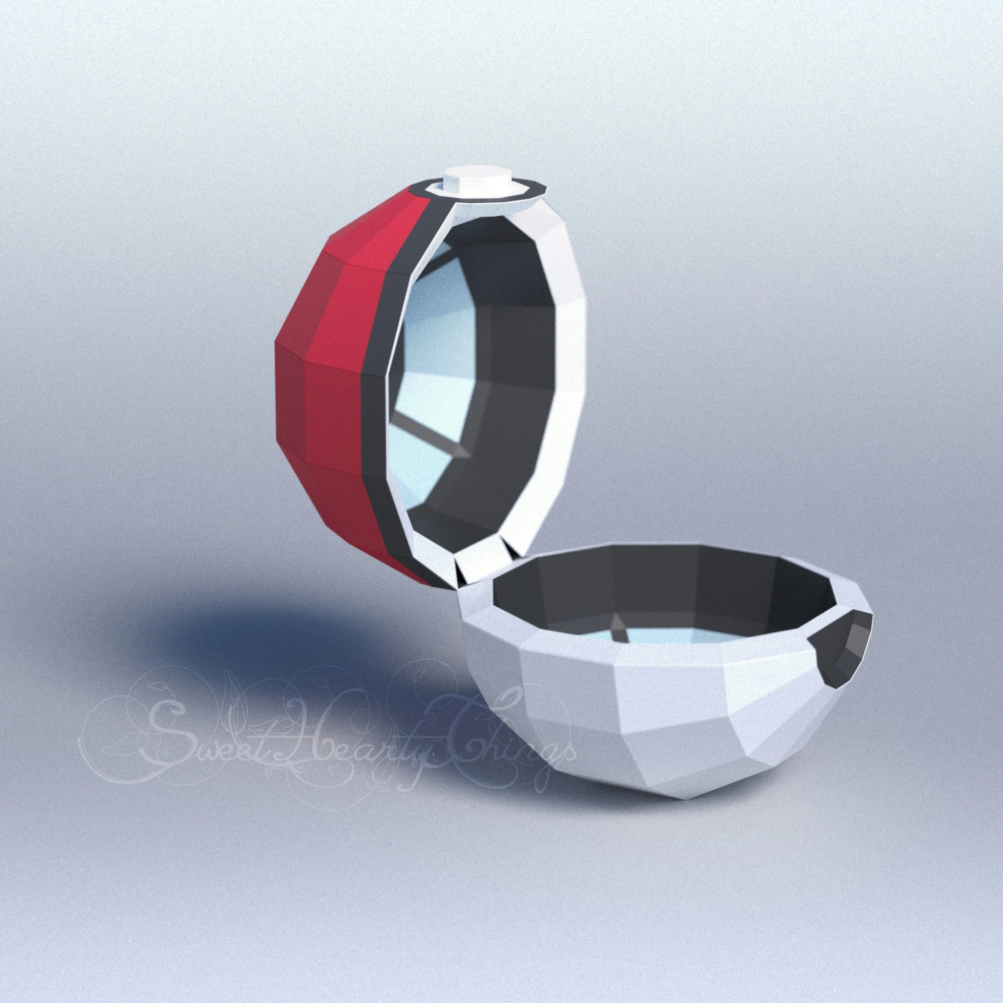 DIY 3d papercraft Pokemon Pokeball PDF Templates Low Poly SweetHeartyThings