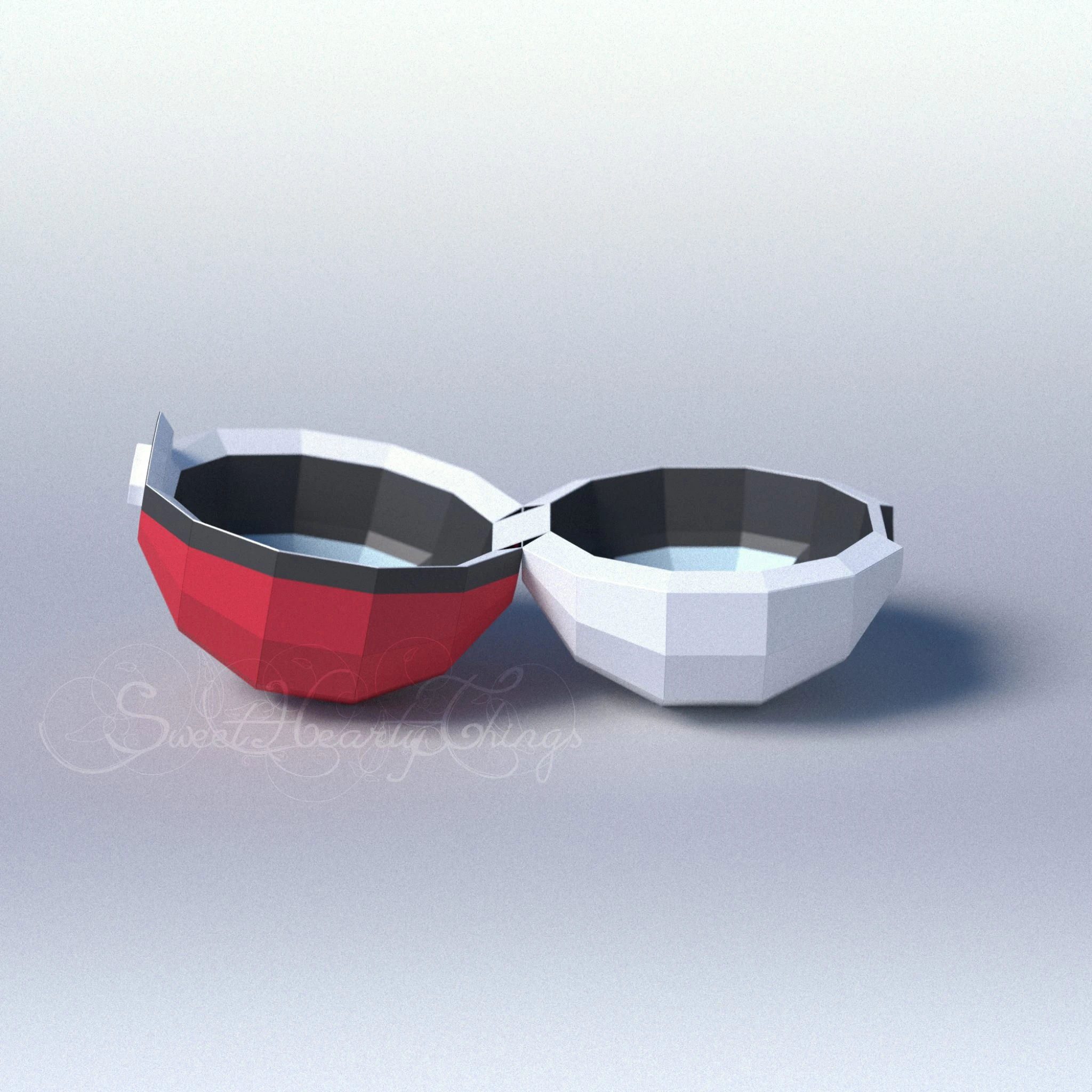 DIY 3d papercraft Pokemon Pokeball PDF Templates Low Poly SweetHeartyThings