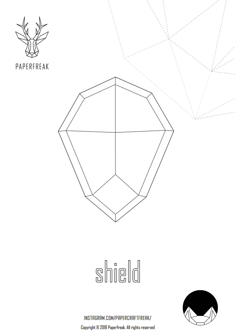Papercraft 3D Shield Low Poly Paper Diy Template Polygonal Protective ...
