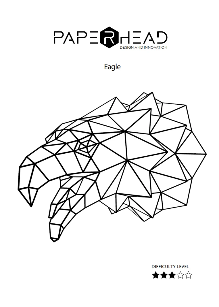 Low Poly Eagle Head Papercraft Template | DIY 3D Geometric Bird Wall ...