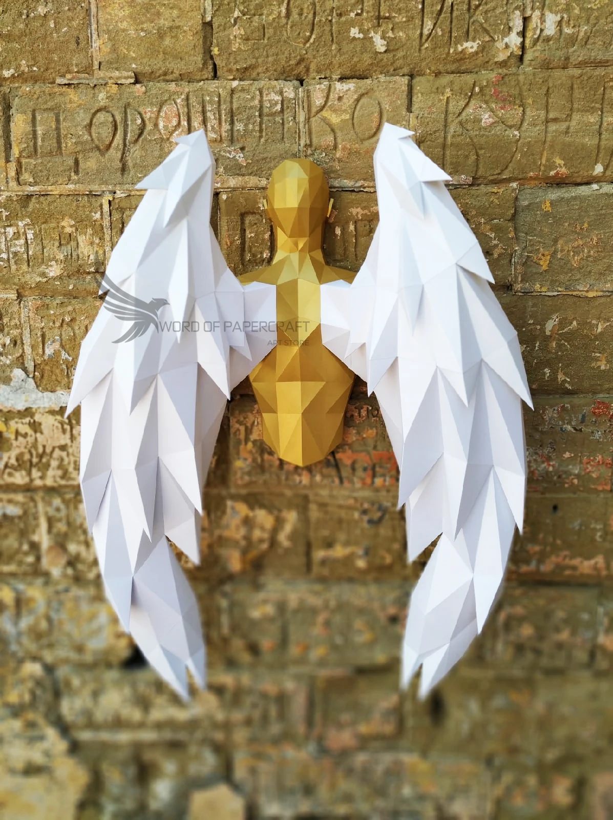 Angel With Wings Wall Papercraft, Paper Sculpture, Low Poly PDF ...