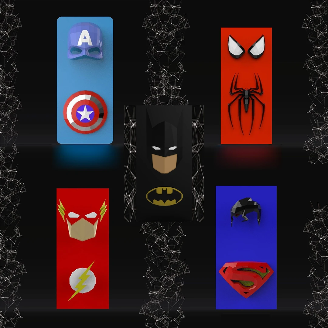 Combo 5 Super Hero Frame Papercraft , PDF Template, DIY 3d Model ...
