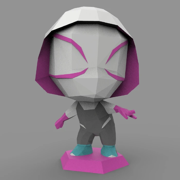Spider-Gwen Chibi Papercraft , PDF Template, DIY 3d Model, FanArt ...