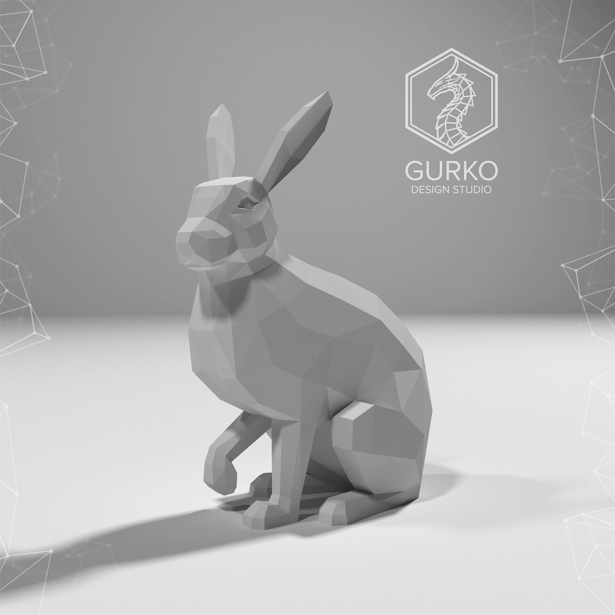Hare Papercraft, Rabbit, Pdf, Gurko, Pepakura, Template, 3D Origami ...